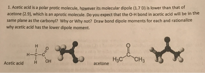 Solved 1. Acetic acid is a polar protic molecule, however | Chegg.com