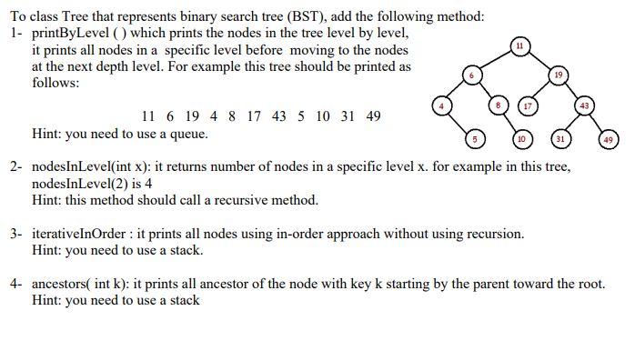Solved Tree Class: public class Tree { private | Chegg.com