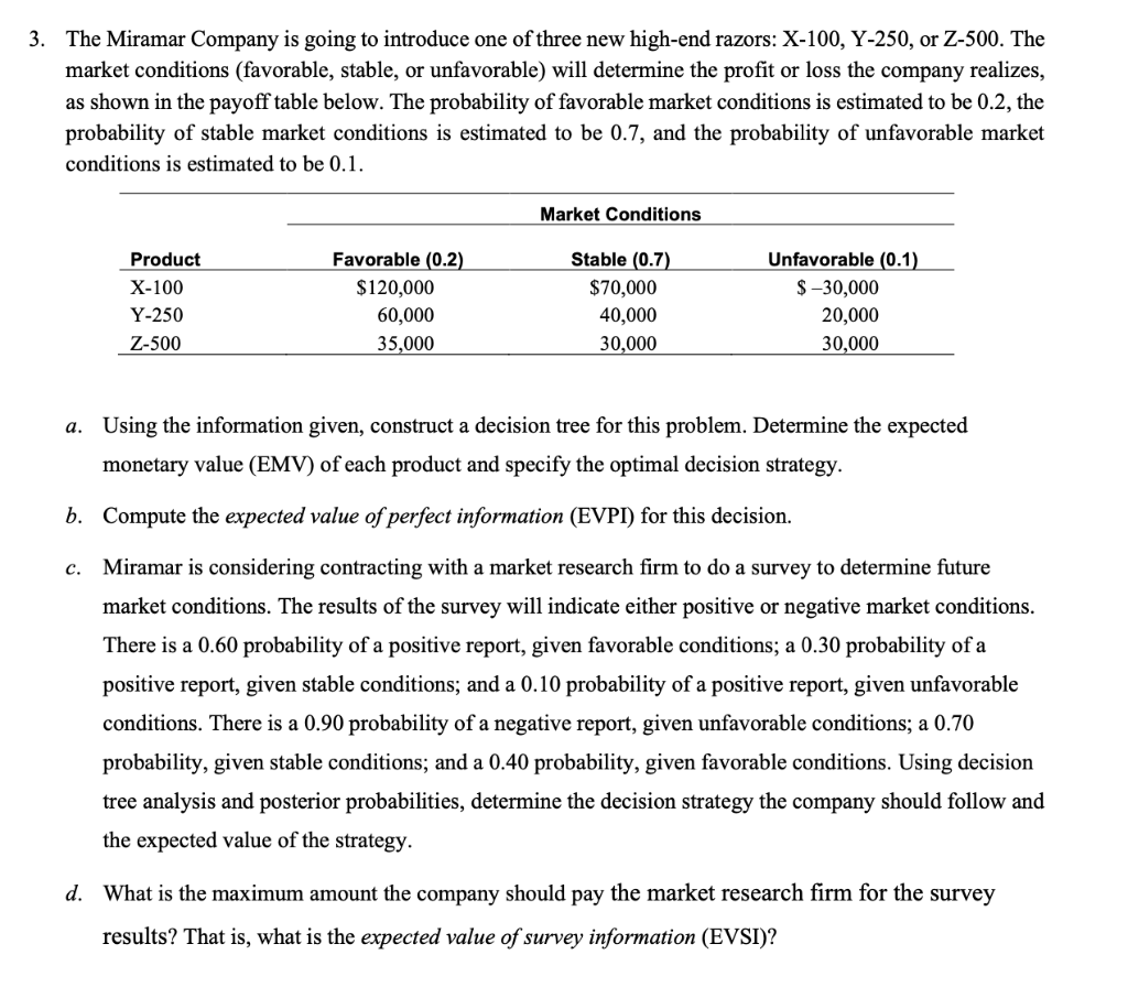 Solved The Miramar Company is going to introduce one of | Chegg.com