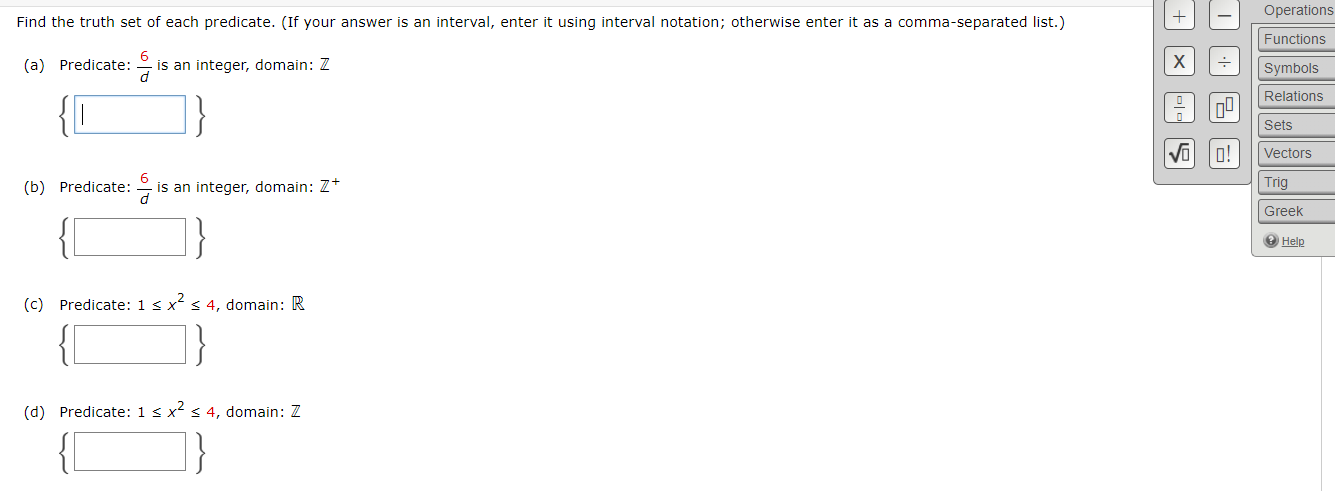 Solved Find the truth set of each predicate. (If your answer | Chegg.com