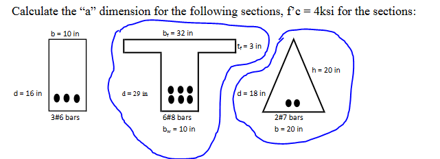 Solved Calculate the "a" dimension for the following | Chegg.com