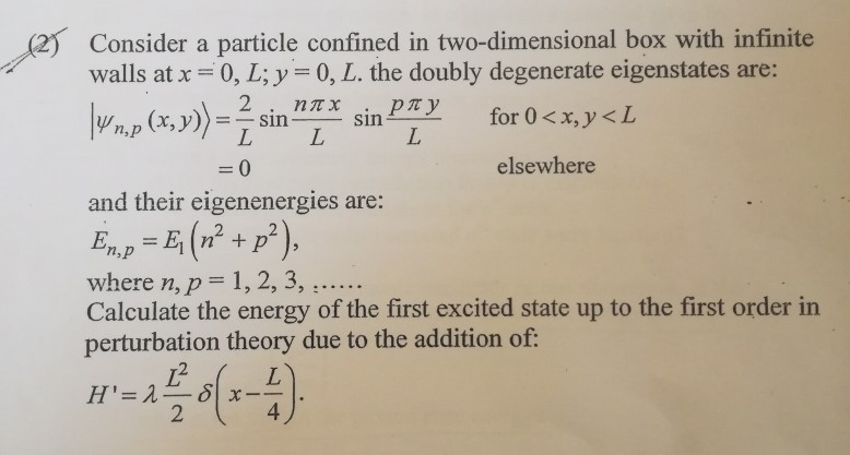 Solved Consider a particle confined in two-dimensional box | Chegg.com