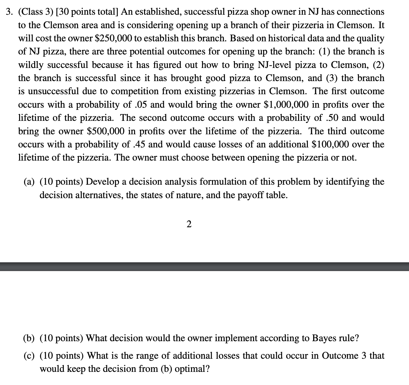 Solved 3. (Class 3) [30 points total] An established, | Chegg.com