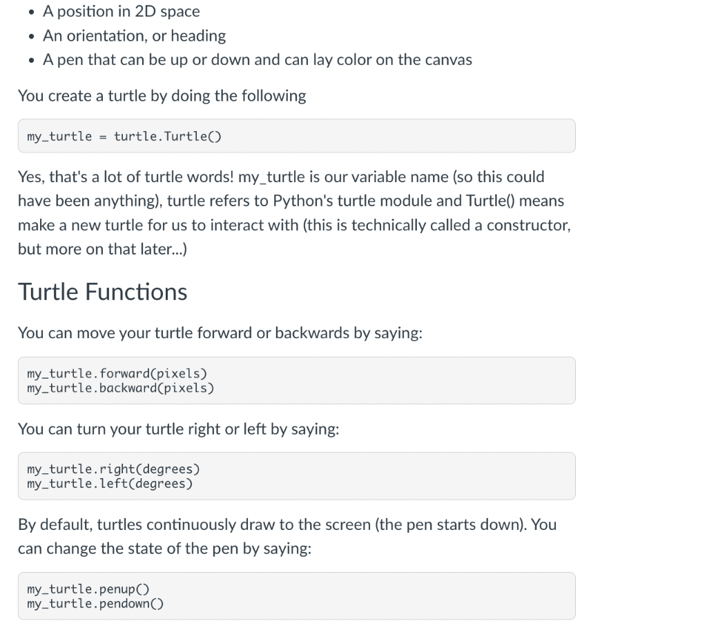 Solved Turtle graphics is a popular way for introducing | Chegg.com