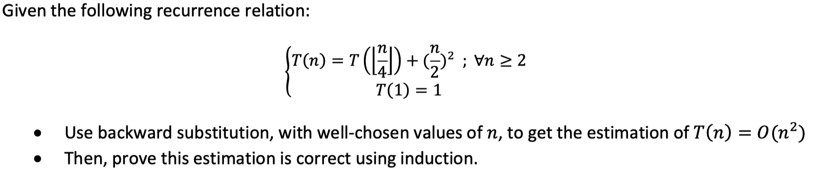 Solved Given the following recurrence relation: ; Vn > 2 | Chegg.com