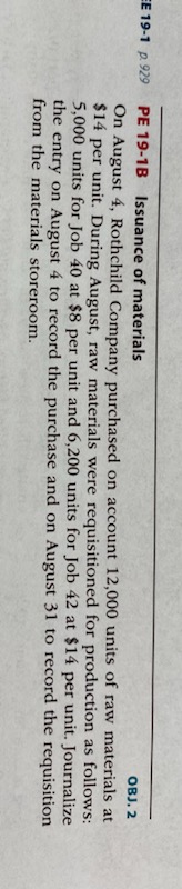 Solved Example Exercise 19-1 Issuance of Materials Obj. 2 On | Chegg.com