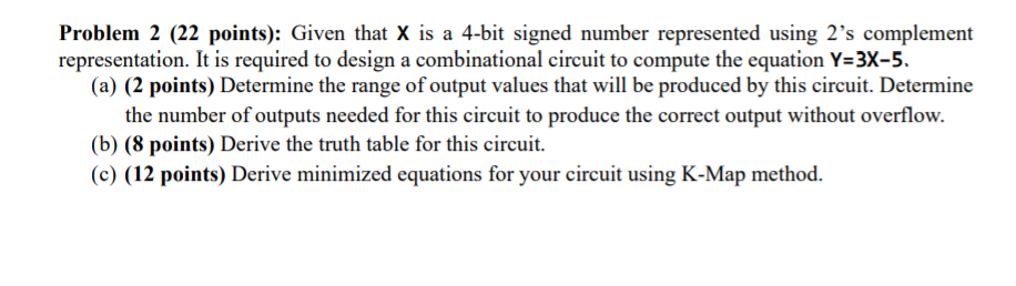 Solved Problem 2 (22 points): Given that X is a 4-bit signed | Chegg.com