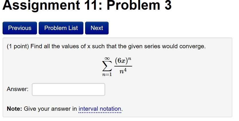 Solved Assignment 11: Problem 3 Previous Problem List Next | Chegg.com
