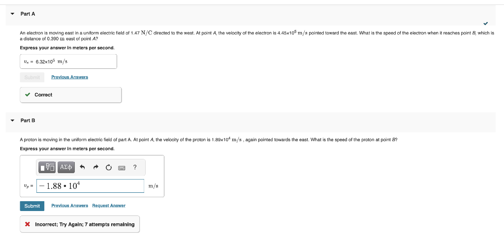 Solved A proton is moving in the uniform electric field of | Chegg.com
