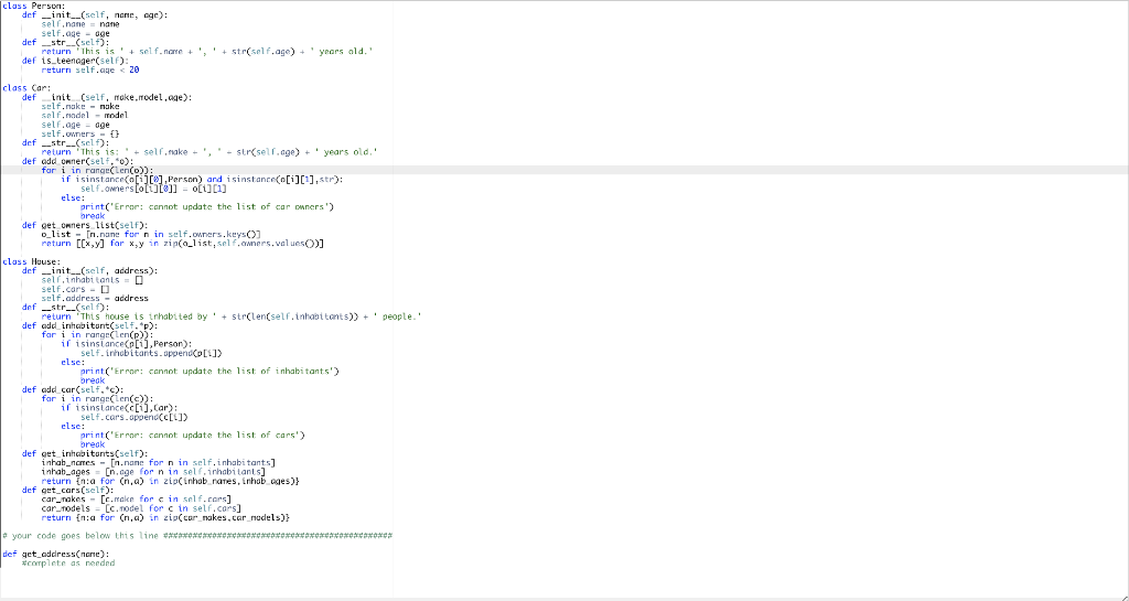 Solved Write a function get address that takes a Person's | Chegg.com