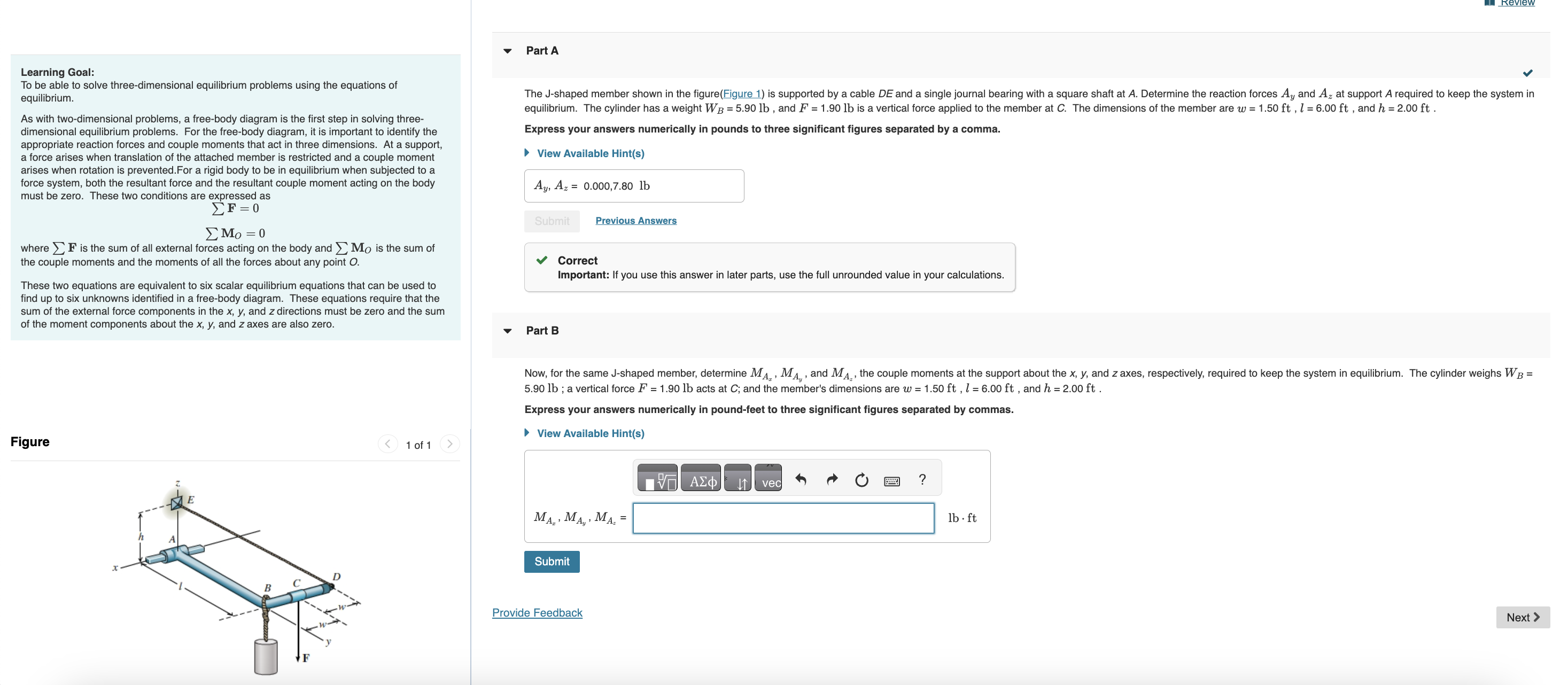 Solved Learning Goal:To be ﻿able to ﻿solve three-dimensional | Chegg.com