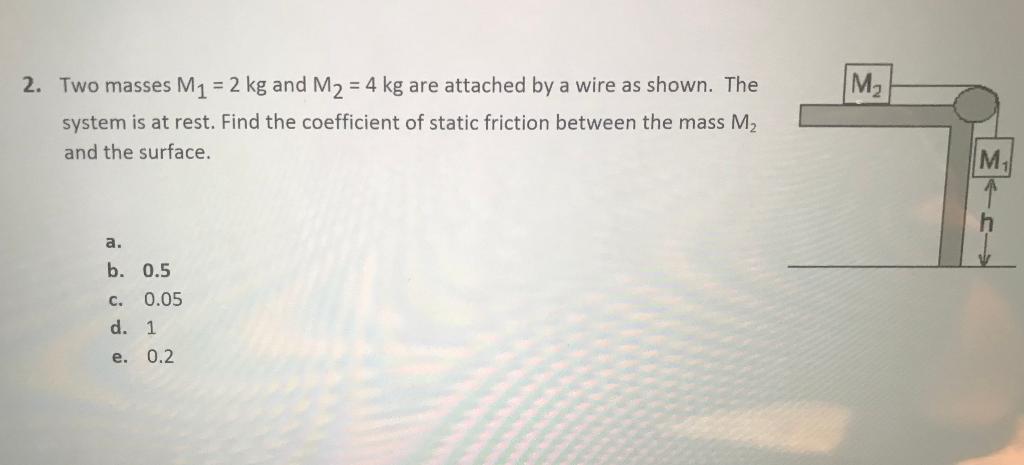 Solved M2 2. Two masses M1 = 2 kg and M2 = 4 kg are attached | Chegg.com