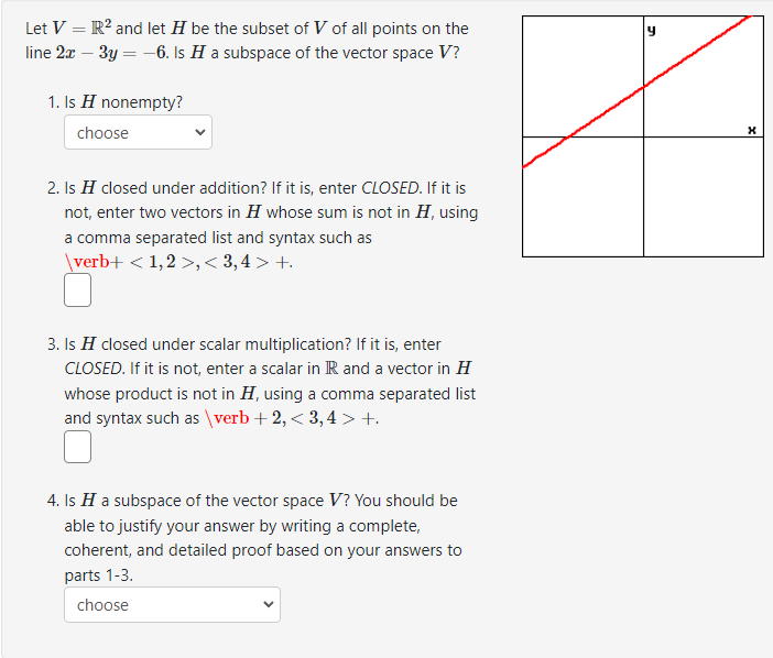 Solved Let V=R2 and let H be the subset of V of all points | Chegg.com