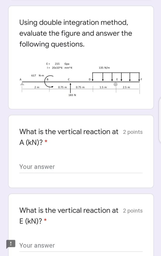Solved Using double integration method, evaluate the figure | Chegg.com