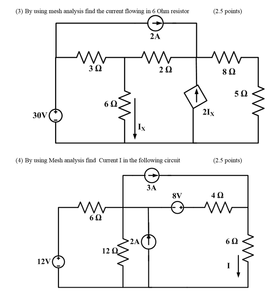 Solved 3 By Using Mesh Analysis Find The Current Flowing