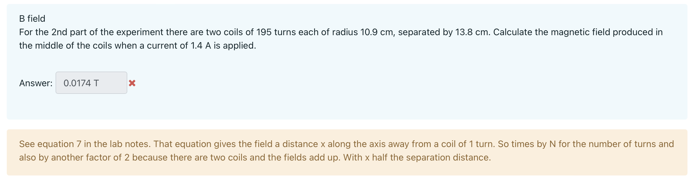 Solved B field For the 2nd part of the experiment there are | Chegg.com