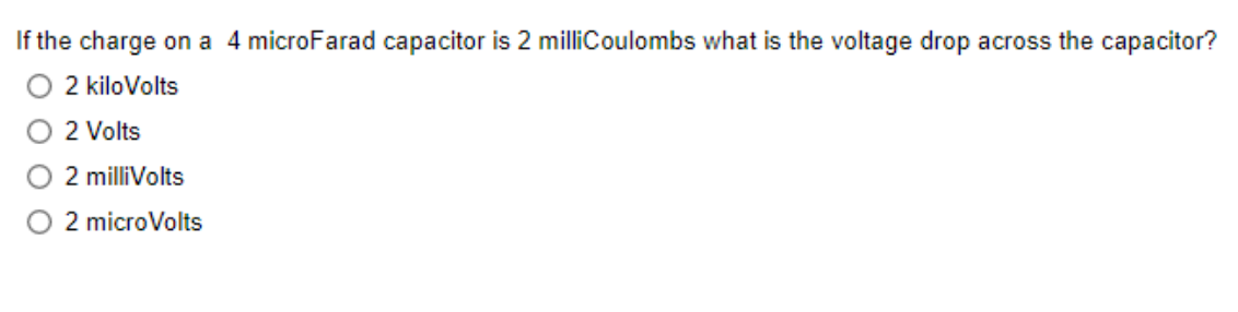 Solved If the charge on a 4 microFarad capacitor is 2 | Chegg.com