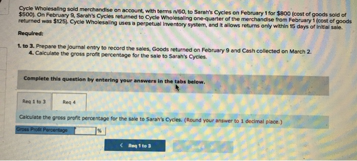Solved Cycle Wholesaling sold merchandise on account, with | Chegg.com