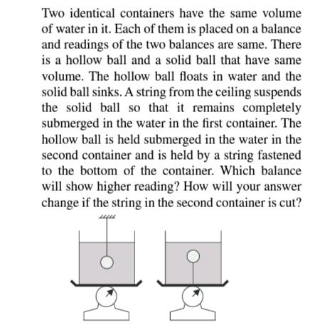 Two identical containers have the same volume of | Chegg.com