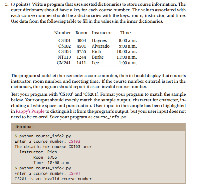 Solved 3. (3 points) Write a program that uses nested | Chegg.com
