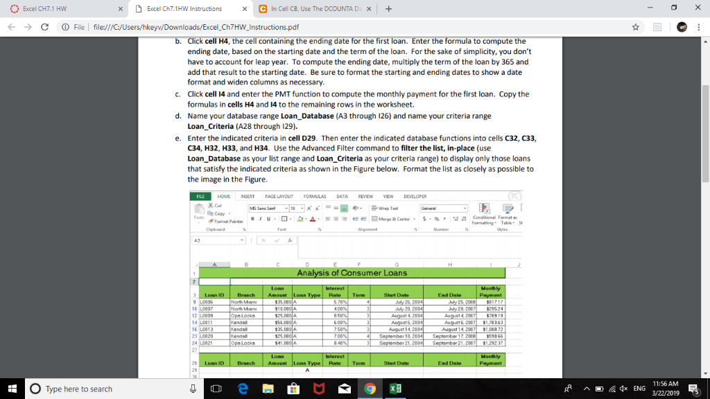 Excel CH7.1 HW Excel Ch7.1 HW Instructions x e In | Chegg.com