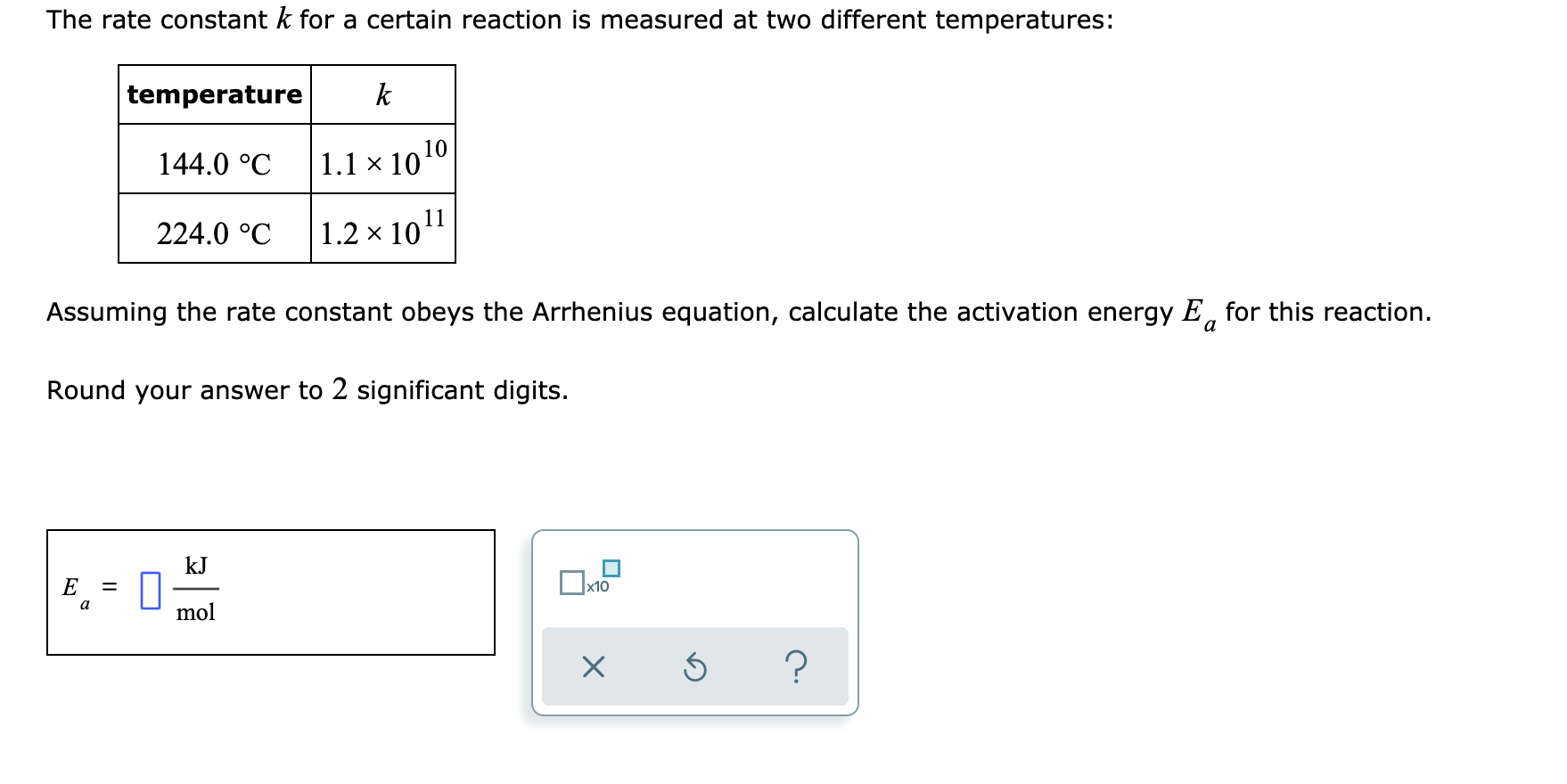 Solved The rate constant k for a certain reaction is | Chegg.com