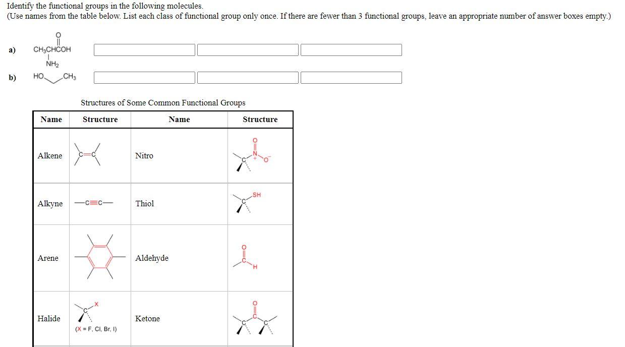Solved Identify the functional groups in the following | Chegg.com