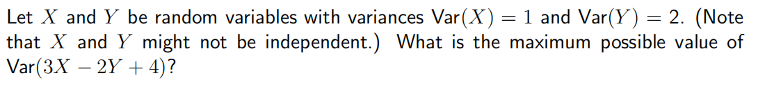Solved Let \\( X \\) and \\( Y \\) be random variables with | Chegg.com