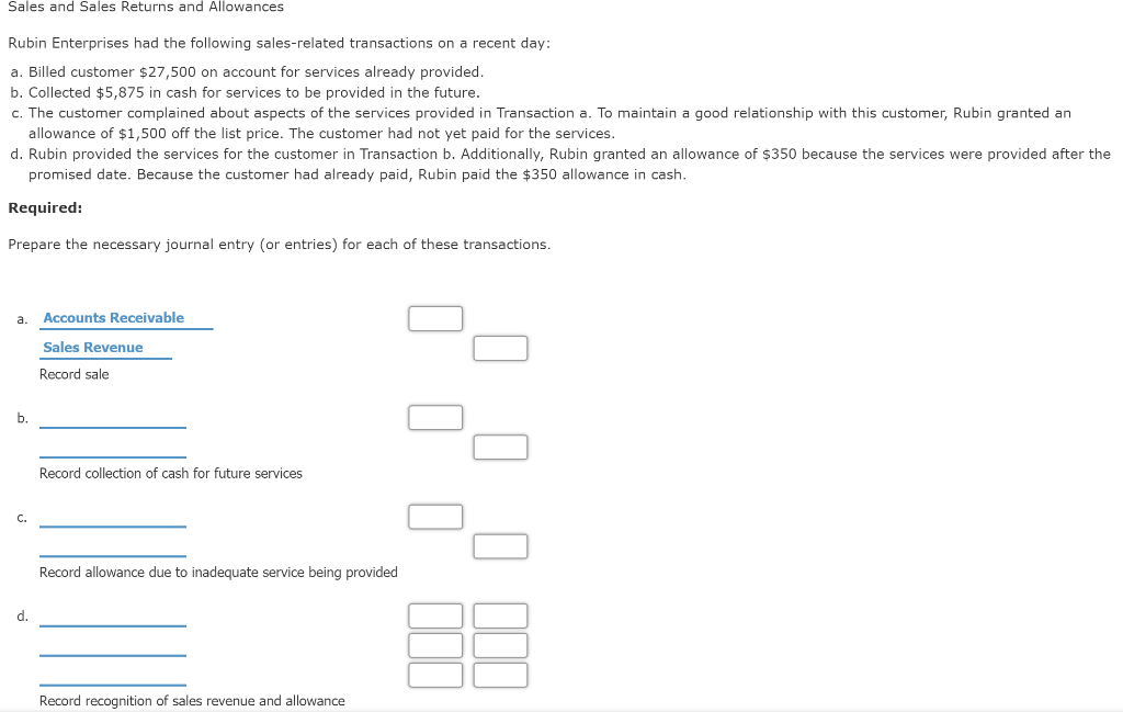 Solved Sales and Sales Returns and Allowances Rubin | Chegg.com