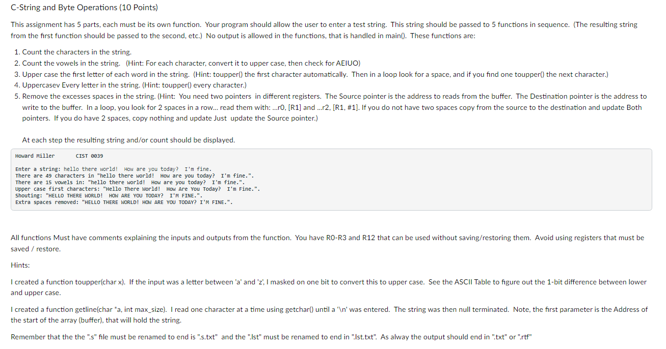 C-String and Byte Operations (10 Points) This | Chegg.com