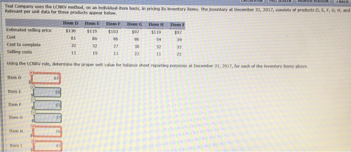 Solved Company uses the LCNRV method, on an individual-item | Chegg.com
