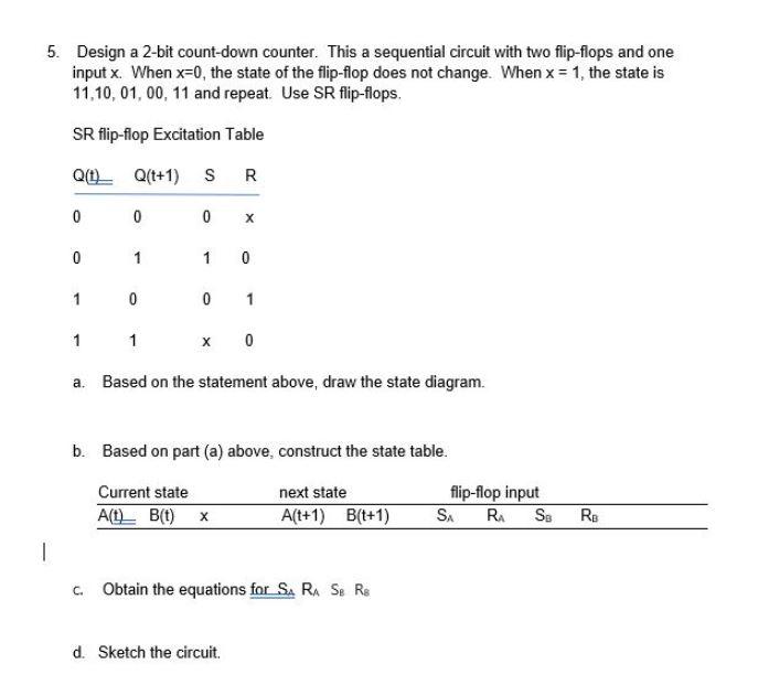 Solved 5. Design a 2-bit count-down counter. This a | Chegg.com