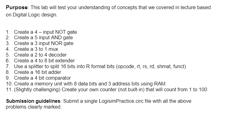 Solved Purpose: This lab will test your understanding of | Chegg.com