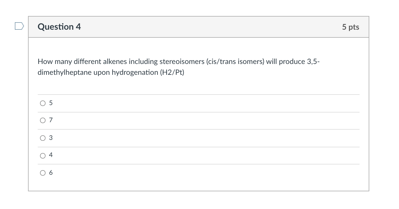 Solved How many different alkenes including stereoisomers | Chegg.com