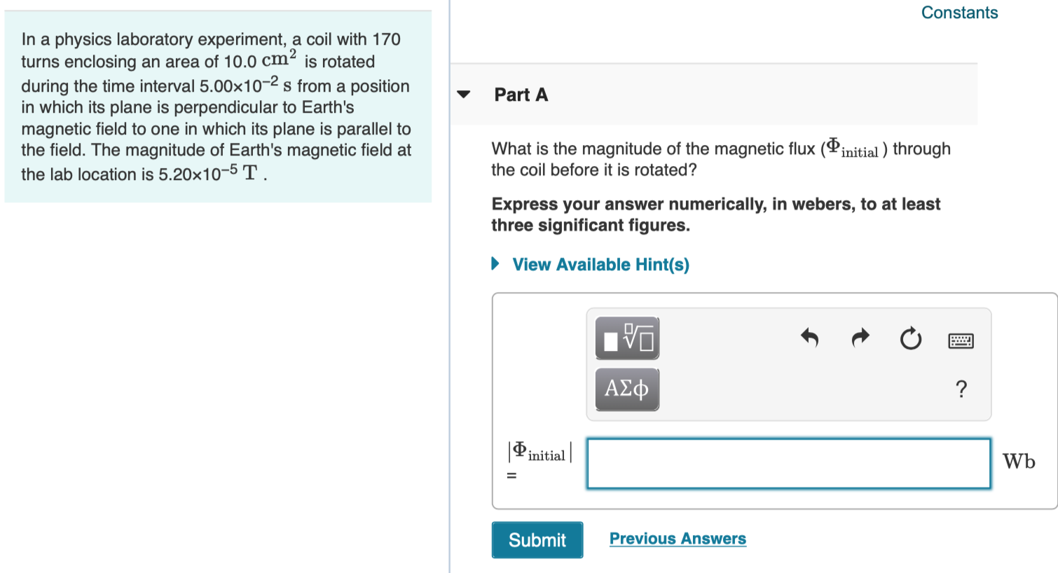 Solved Constants Part A In a physics laboratory experiment, | Chegg.com