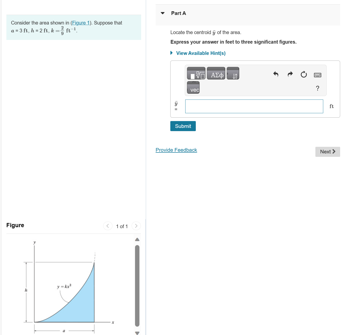 Solved Part AConsider the area shown in (Figure 1). ﻿Suppose | Chegg.com