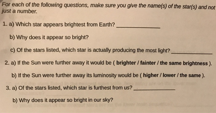 Solved For each of the following questions, make sure you | Chegg.com