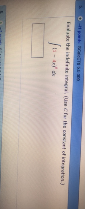 Solved 5. -11 points SCalcET8 5.5.009 Evaluate the | Chegg.com Solved 5. -11 points SCalcET8 5.5.009 Evaluate the | Chegg.com