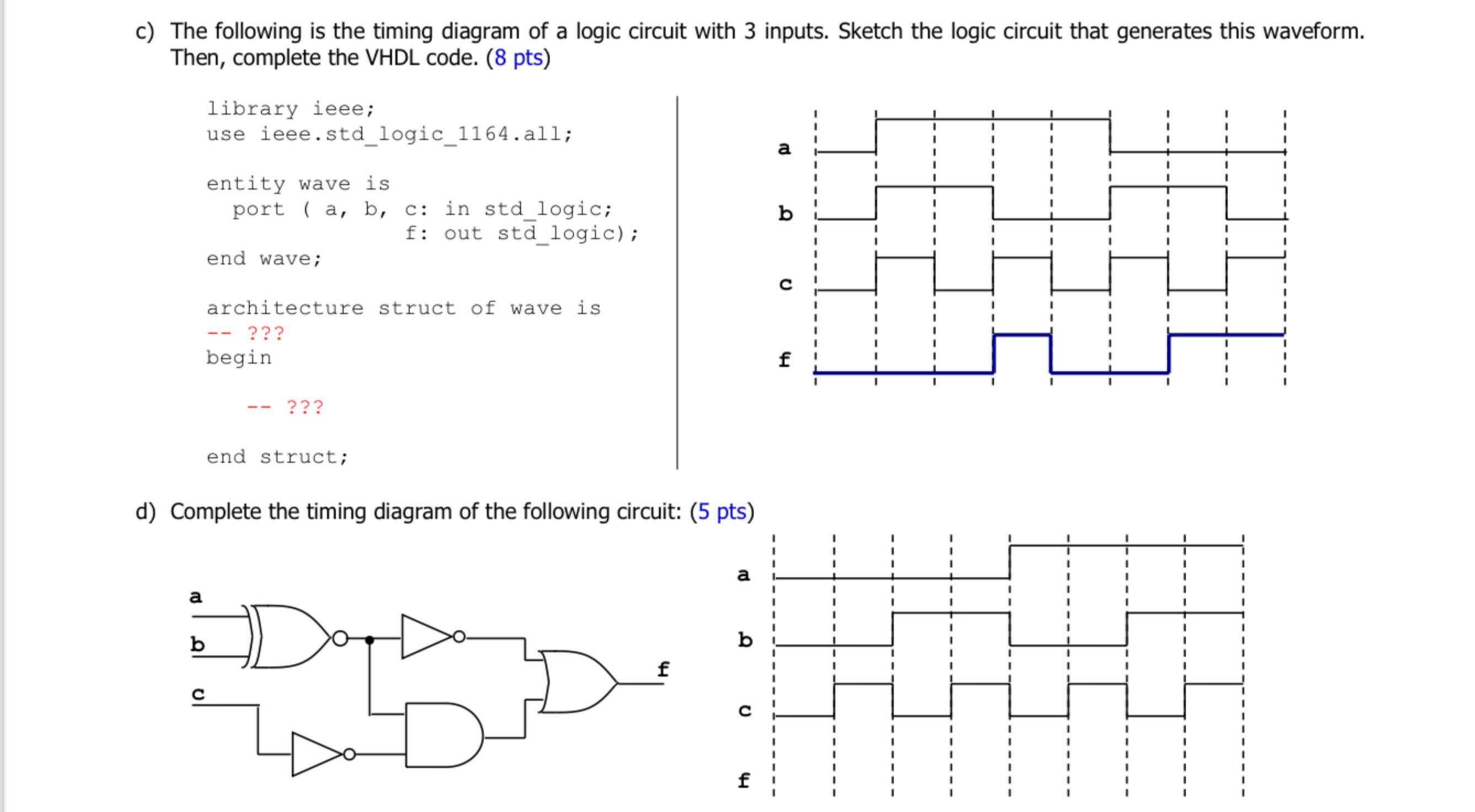 Solved c) ﻿The following is the timing diagram of a logic | Chegg.com