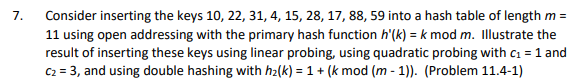 Solved 7. Consider inserting the keys | Chegg.com