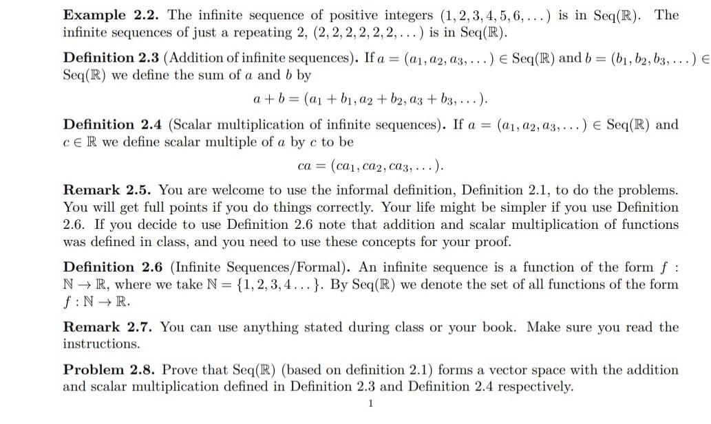Solved Example 2.2. The infinite sequence of positive | Chegg.com