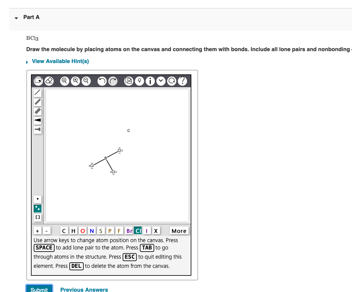 Solved BCl3 Draw the molecule by placing atoms on the canvas | Chegg.com