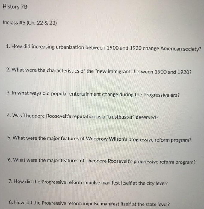 Solved History 7B inclass #5 (Ch.22 & 23) 1. How did | Chegg.com