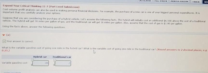 Solved CALCULATOR FULL SCREEN PRINTER VERSION 4 BACK NEX | Chegg.com