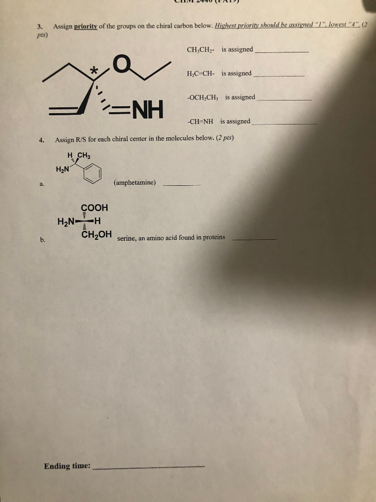 Solved Assign priority of the groups on the chiral carbon | Chegg.com