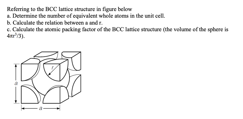 Solved Referring to the BCC lattice structure in figure | Chegg.com