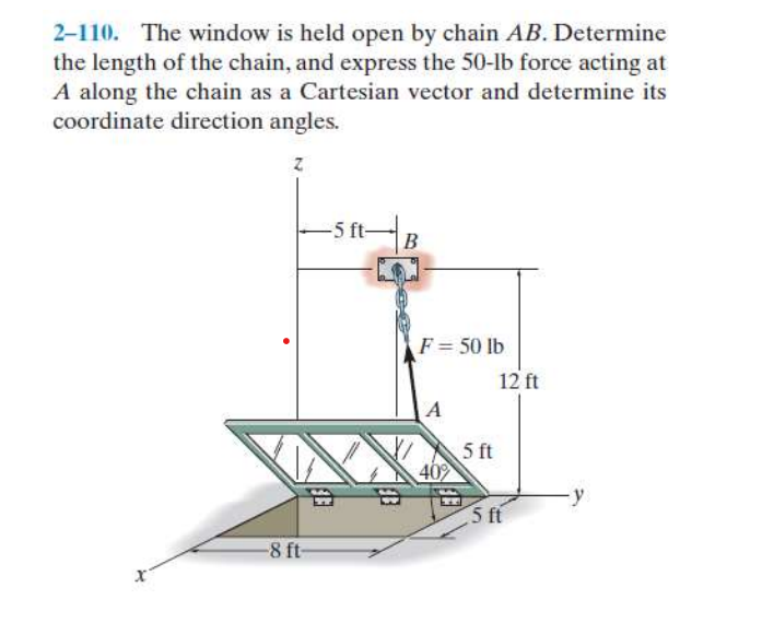 Solved 2-110. The window is held open by chain AB. Determine | Chegg.com
