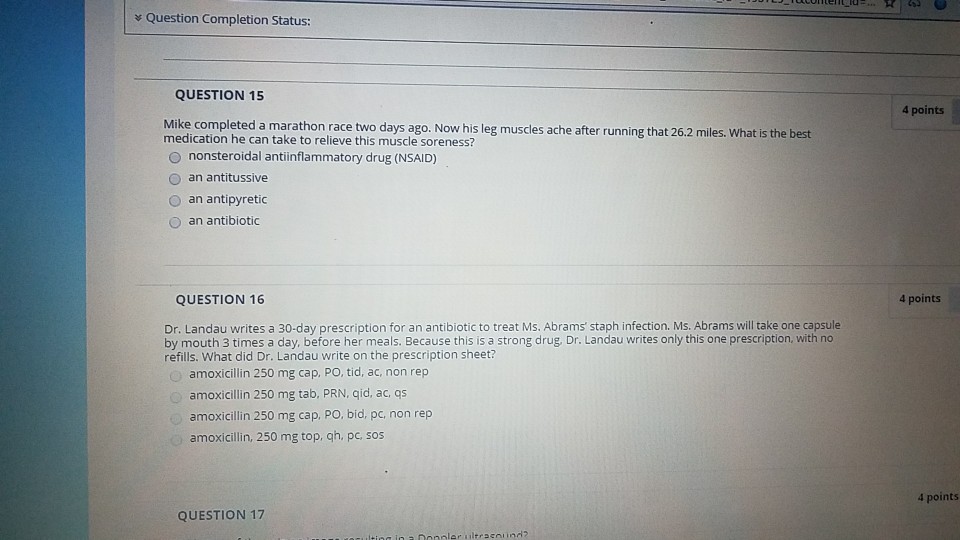 Solved y Question Completion Status: QUESTION 15 4 points | Chegg.com