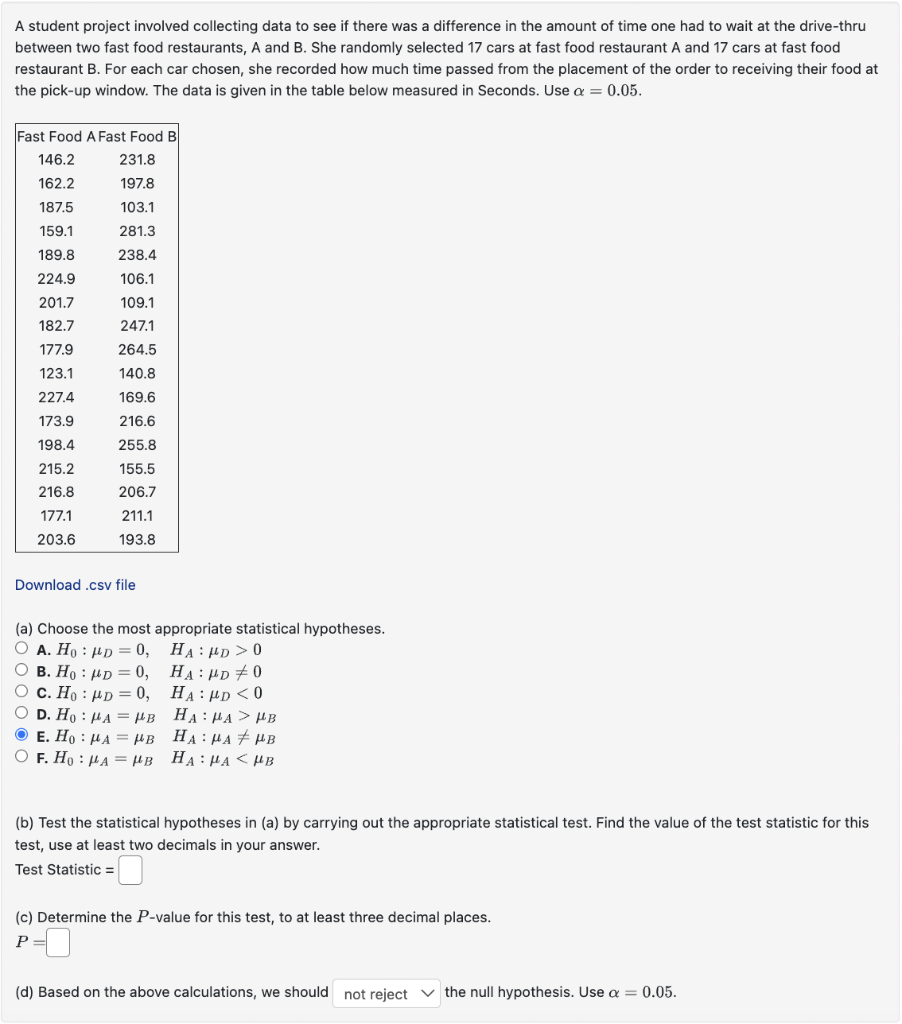 Solved A student project involved collecting data to see if | Chegg.com