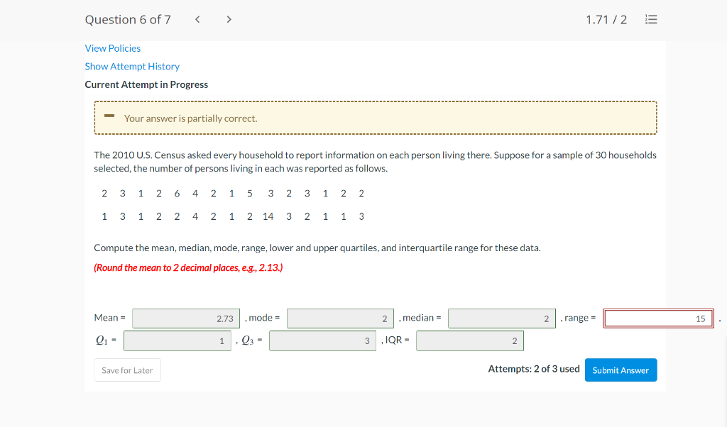 Solved Question 6 of 7 1.71/2 III View Policies Show | Chegg.com